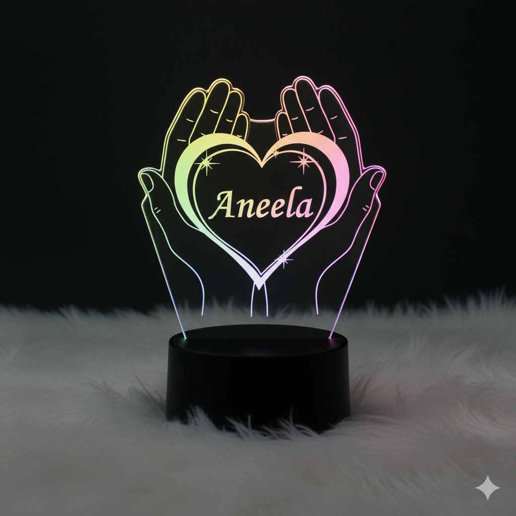 Heart In Hand Customised 3D illusion Lamp – Dewaar Decor